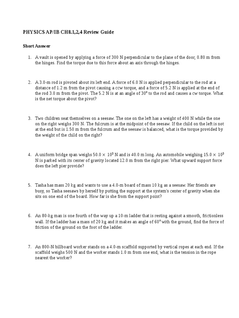 Physics Reviewer | PDF | Collision | Friction