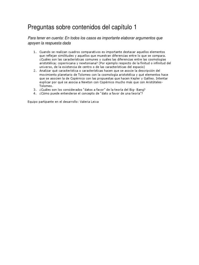 Preguntas Sobre Contenidos Del Capítulo 1 | PDF