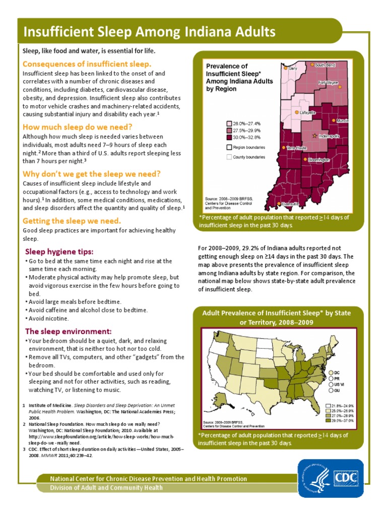 Insufficient Sleep Fact Sheet 2011 in | PDF | Sleep | Race And ...