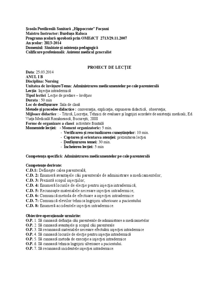 Plan de Lectie I.D. | PDF