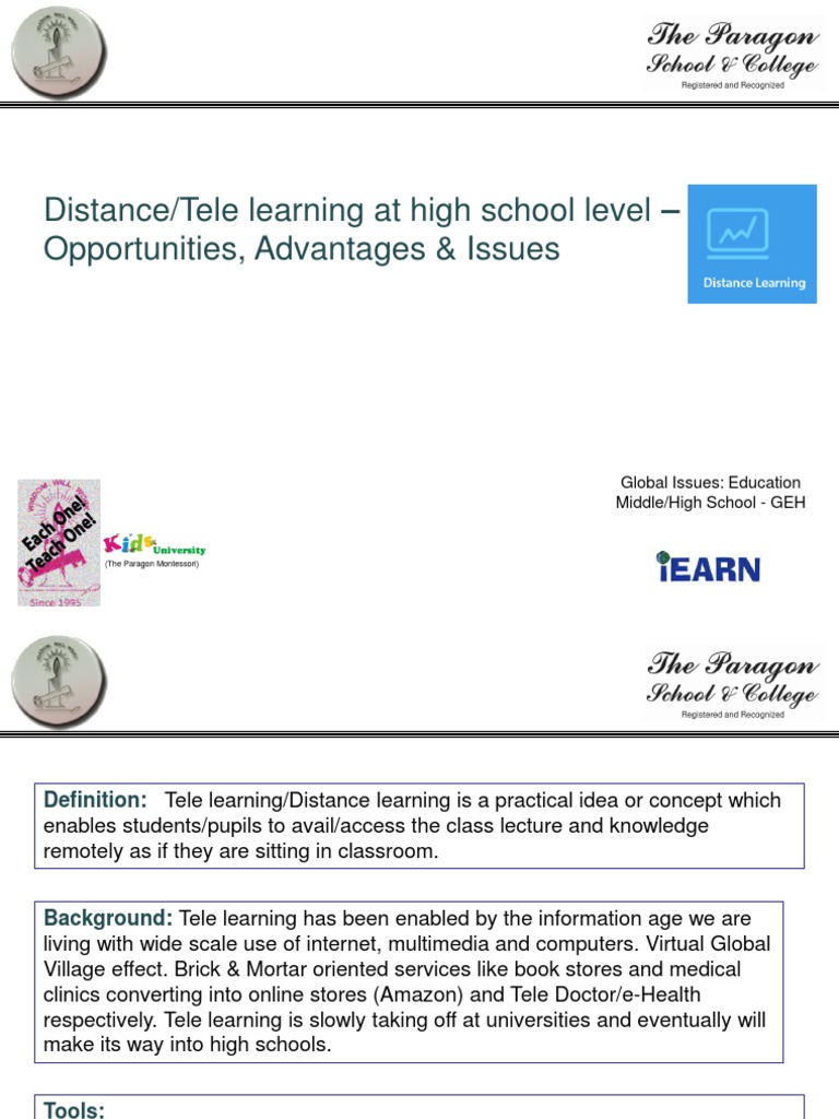 Distance Learning Project - Paragon School | PDF | Virtual Reality ...