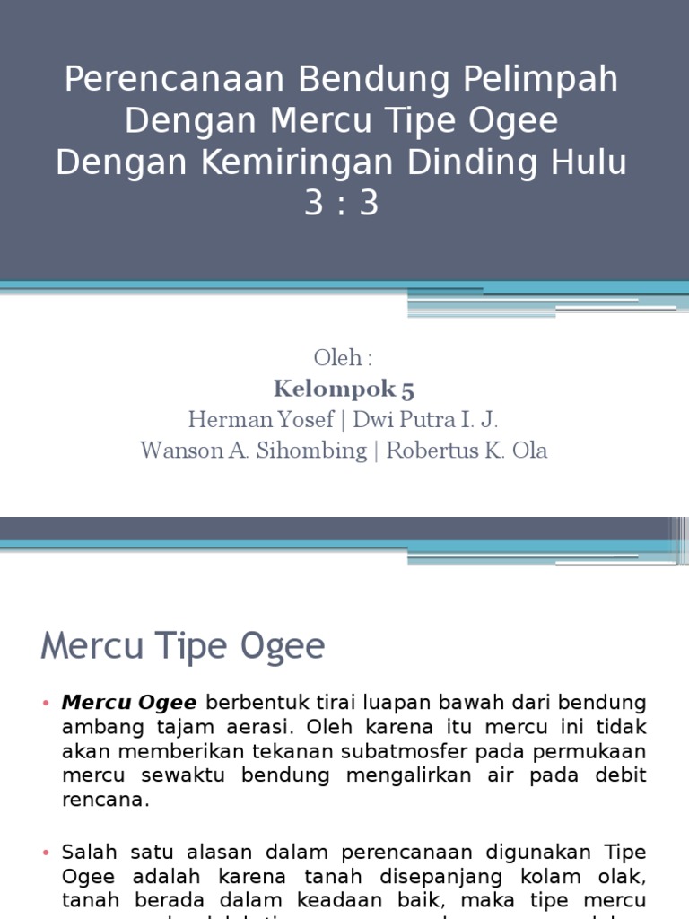 Perencanaan Bendung Pelimpah Dengan Mercu Tipe Ogee | PDF