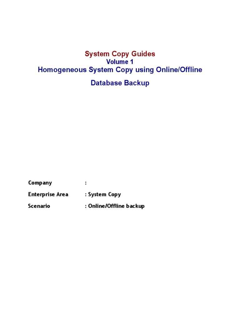 Homogeneous System Copy Using Online/Offline Database Backup | PDF | Oracle Database | Backup