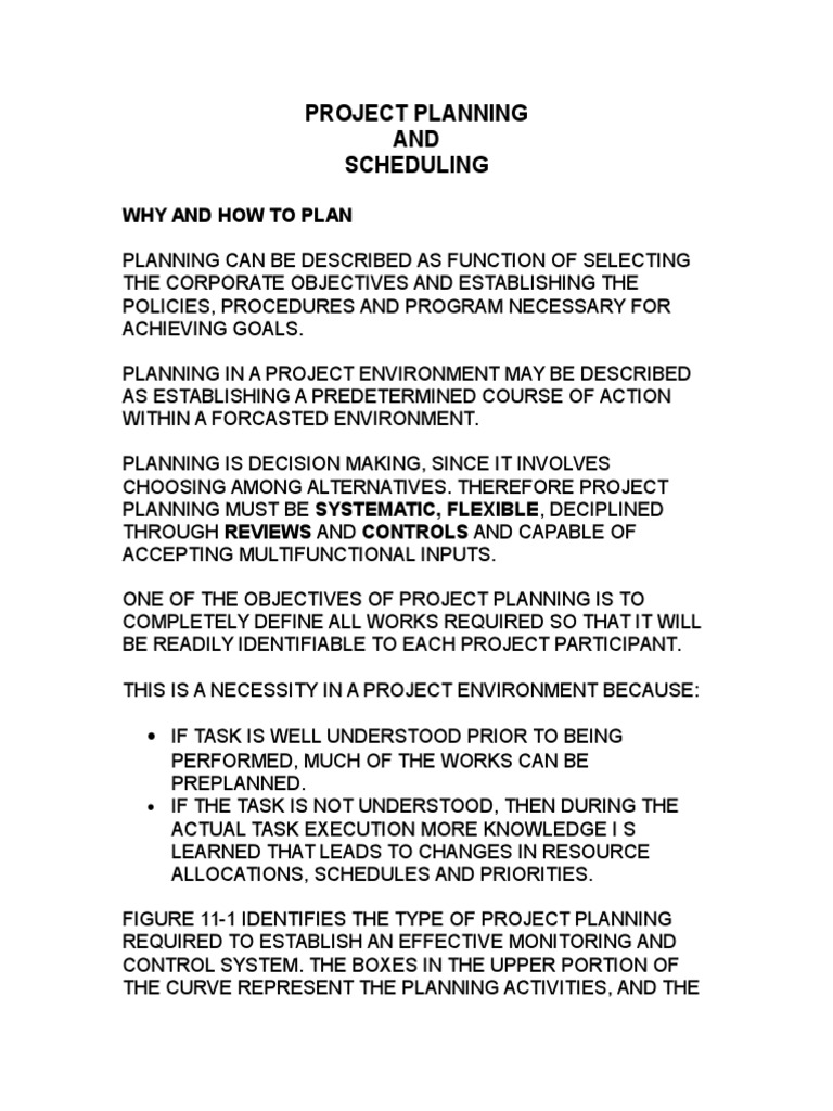 Project Planning AND Scheduling Why And How To Plan PDF