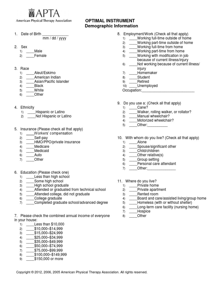 Optimal Instrument Demographic Information | PDF | Race And Ethnicity ...