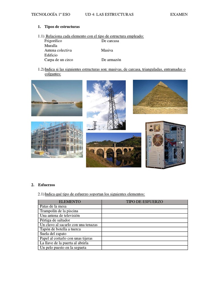 Tecnología 1º ESO | Las estructuras | Cuadernillo | Fundación (Ingeniería) | Ingeniero civil