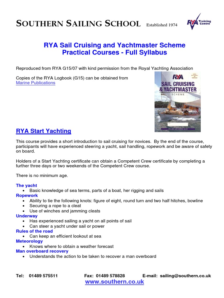 RYA FullSyllabus Sail | PDF | Water Sports | Watercraft