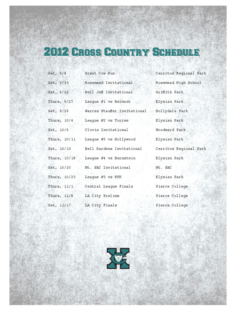 2012 Cross Country Race Schedule | PDF