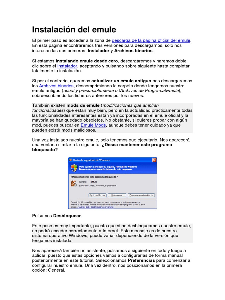 Manual de Instalación Del Emule | PDF | Cortafuegos (informática ...