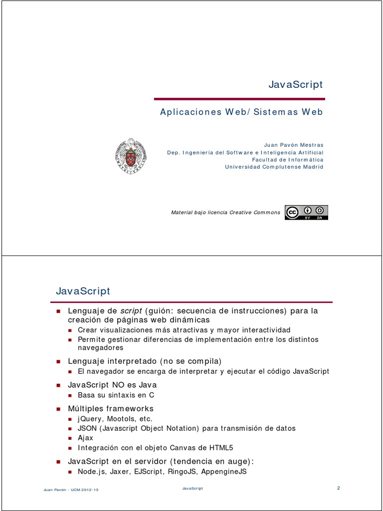 Javascript Complutense Pdf Script Java Modelo De Objeto De Documento 