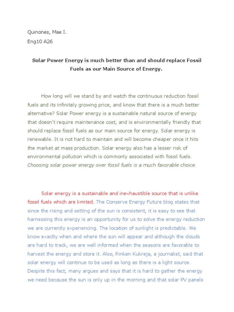 Argumentative Essay | PDF | Solar Power | Air Pollution