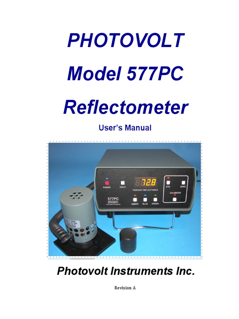 PHOTOVOLT Model 577PC Reflectometer User's Manual | PDF | Electrical ...