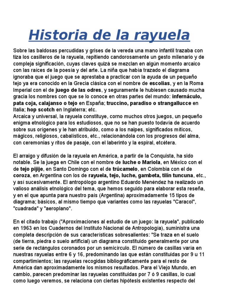 Historia de La Rayuela | PDF
