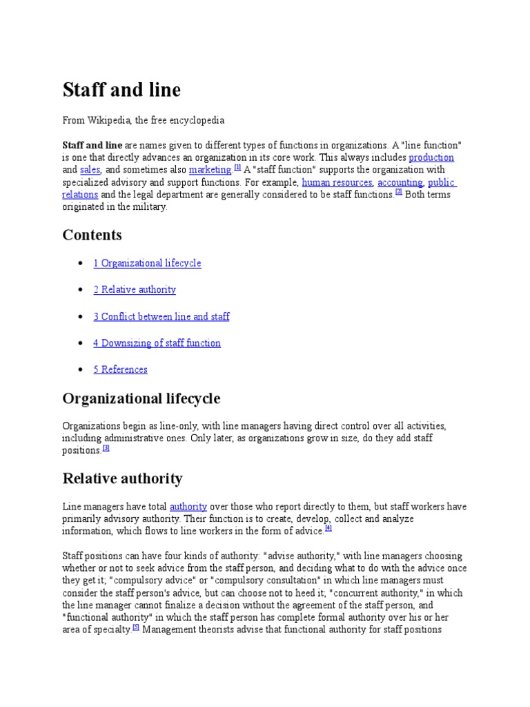 Staff and Line Organization | PDF | Organizational Structure | Employment