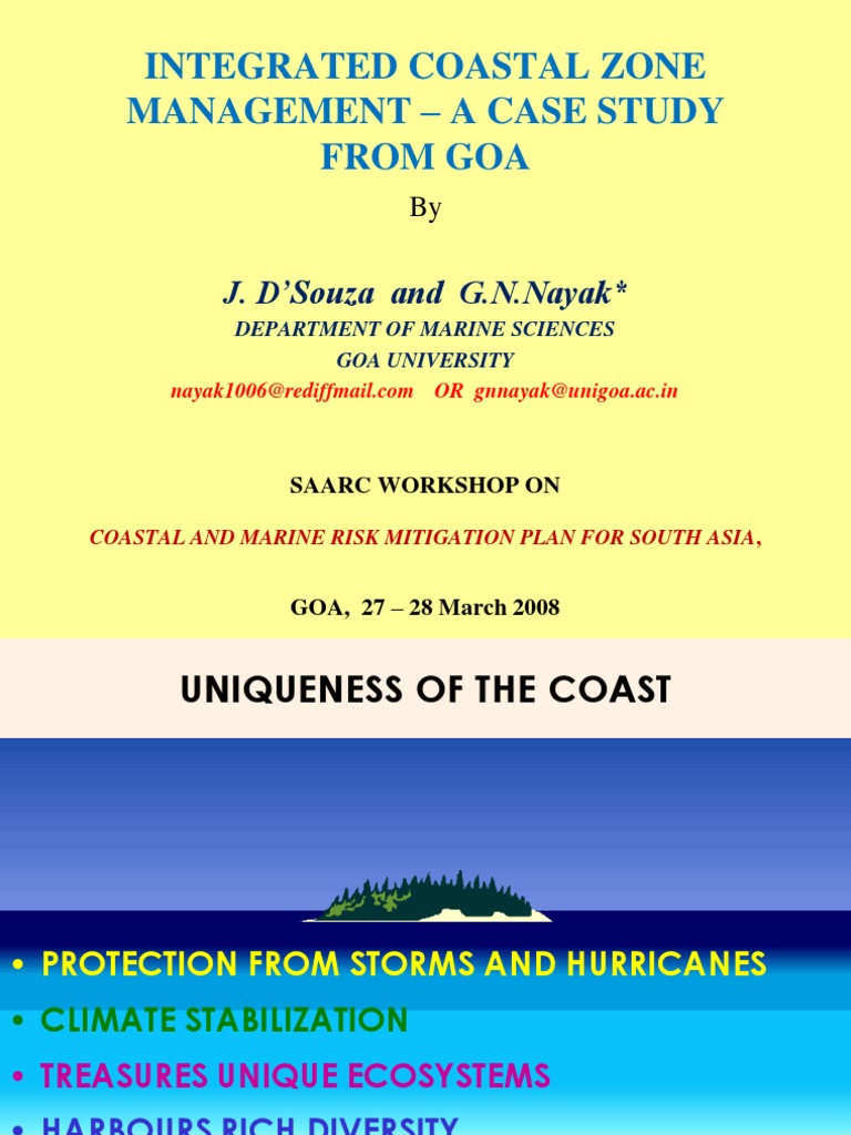 Goa Integrated Coastal Zone Management | PDF | Coast | Estuary