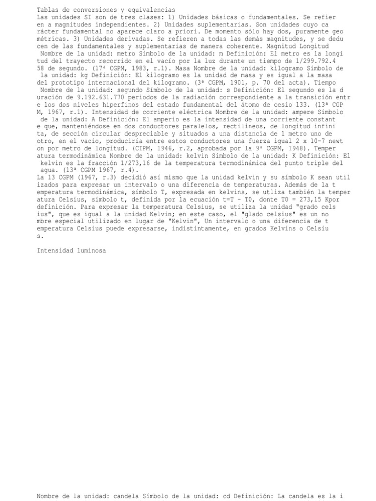 Tablas de Conversiones y Equivalencias | PDF | Sistema Internacional de ...