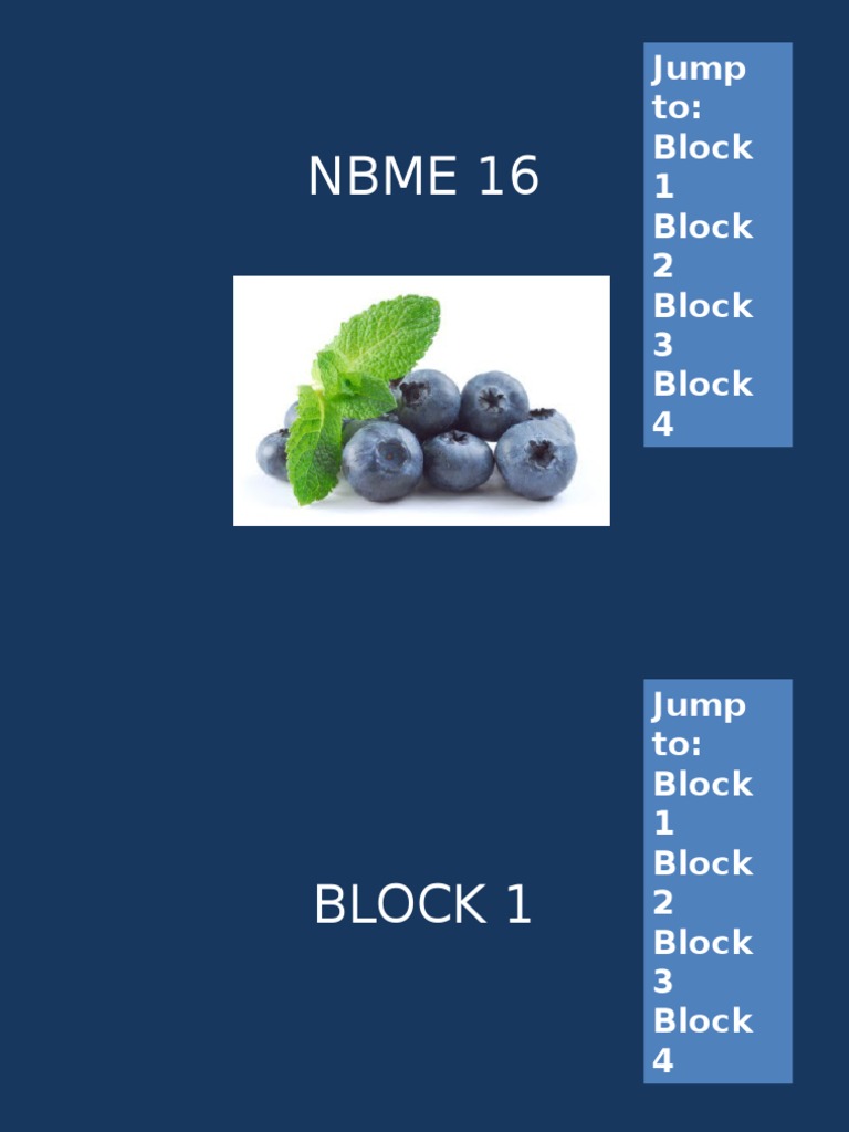 Nbme 16 Block 1-4 (No Answers) | PDF