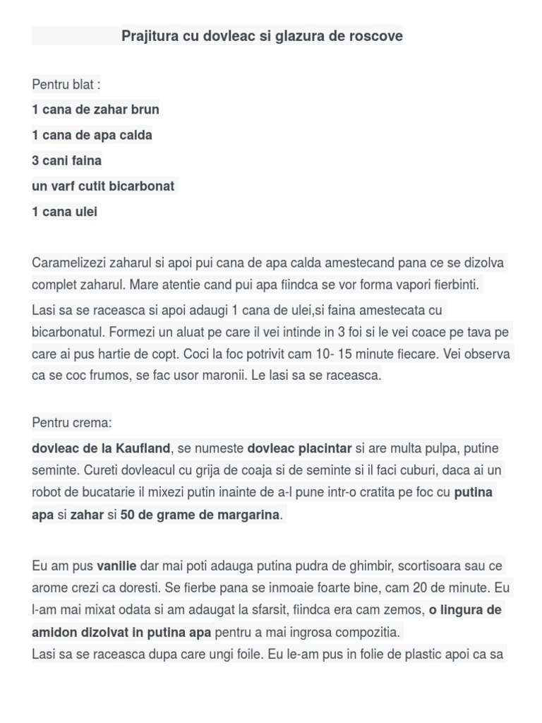 Prajitura Cu Dovleac Si Glazura de Roscove | PDF