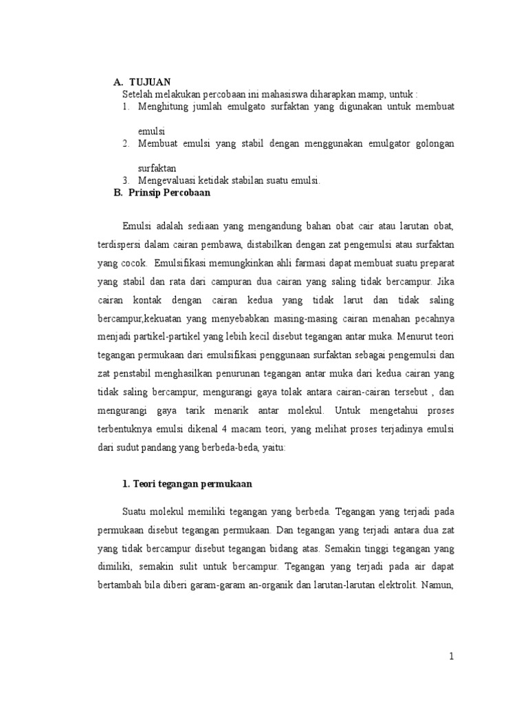 Laporan Emulsifikasi Farfis I | PDF