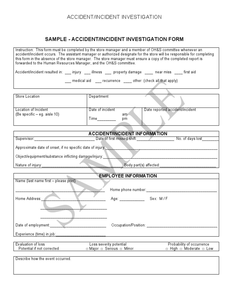 Accident Incident Investigation Form | PDF | Traffic Collision ...