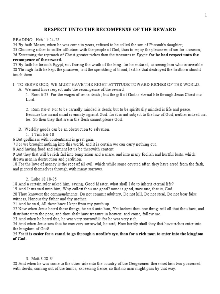 Faith and Attitude Toward Riches | PDF | Grace In Christianity | God ...