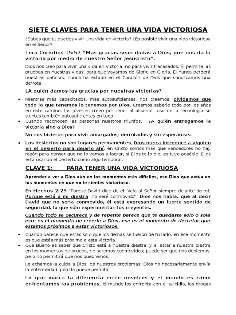 Claves para una Vida Victoriosa | PDF | Felicidad | Cristo (título)