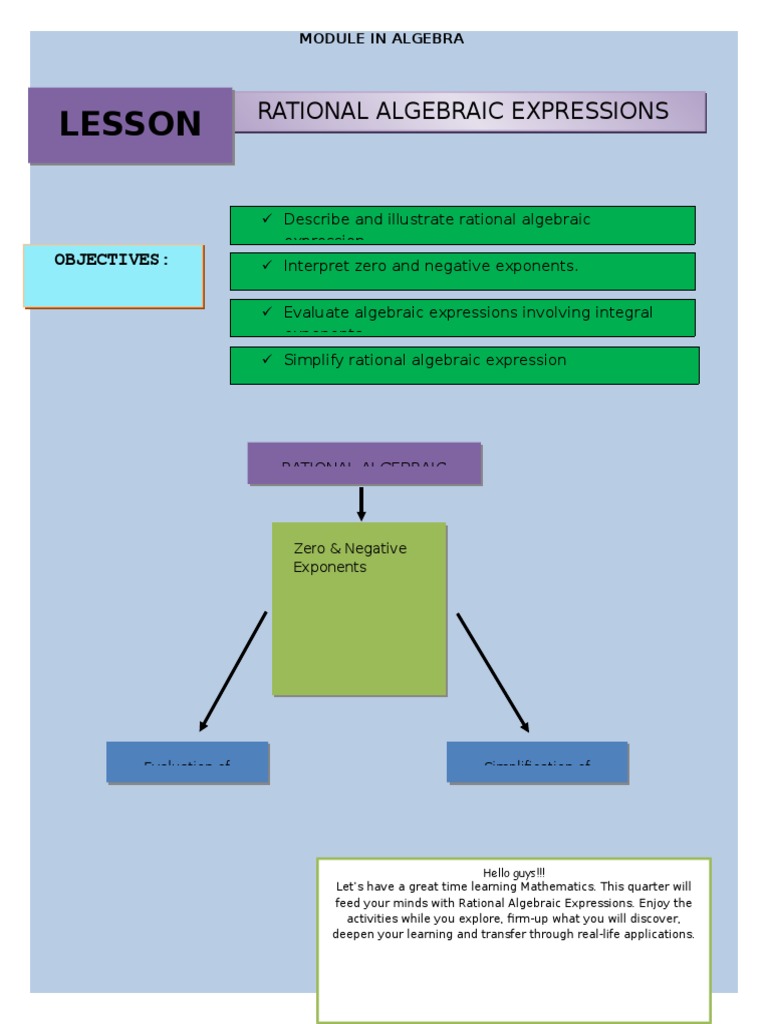 Algebraic Expression Lesson 1 | PDF | Fraction (Mathematics) | Rational ...