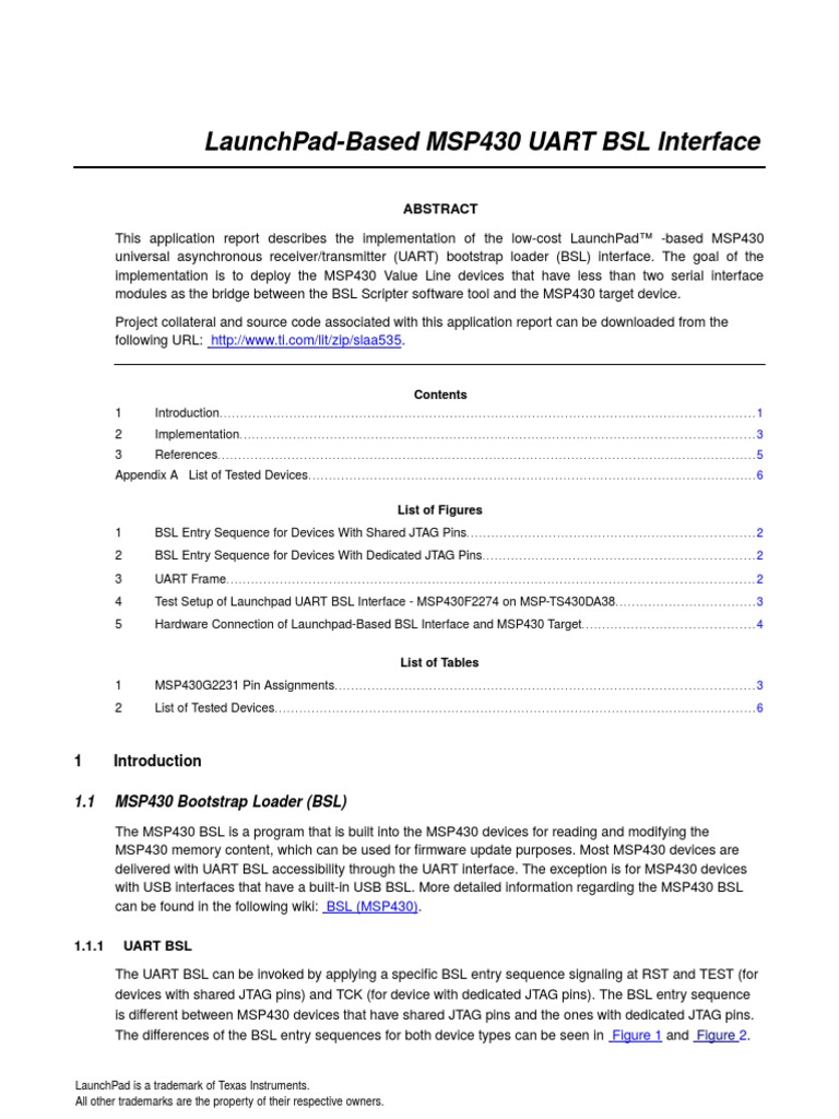 MSP430 BSL Information | PDF | Booting | Interface (Computing)