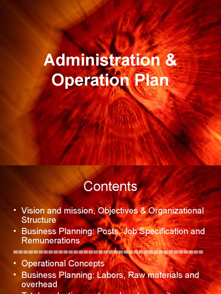 Administration & Operation Plan | PDF | Labour Economics | Goal