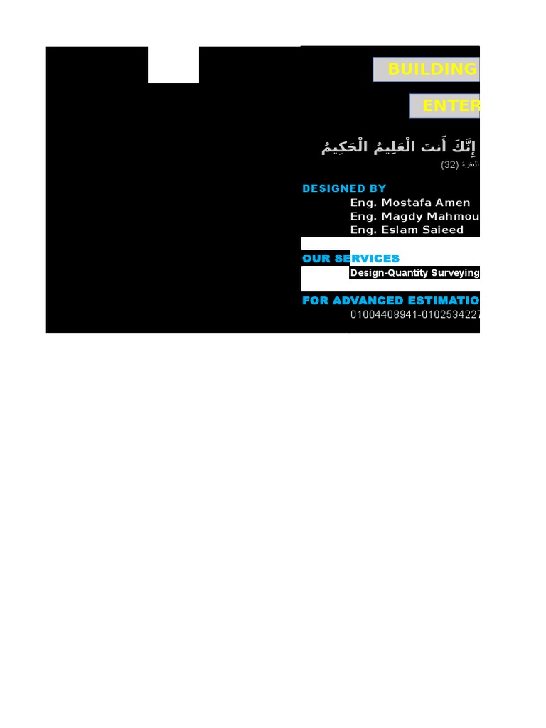 Building Cost Estimation Enter To Program: Designed by | PDF