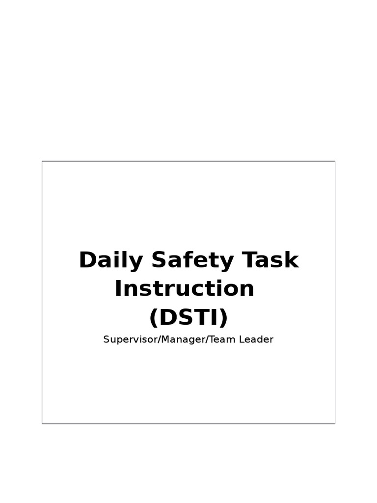 Daily Safety Task Instruction Supervisor Risk Assessment Risk