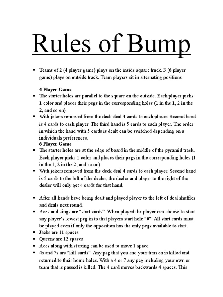 Bump Game Rules and Instructions | PDF