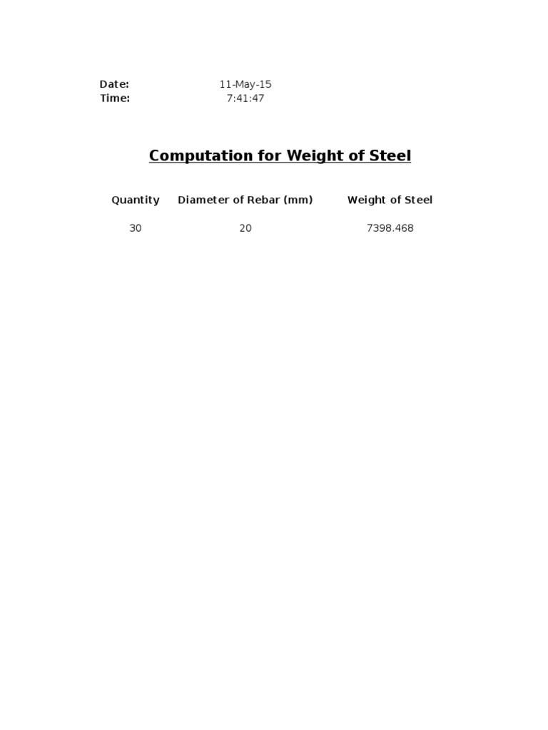 Program For Steel Weight Computation | PDF | Building Materials ...