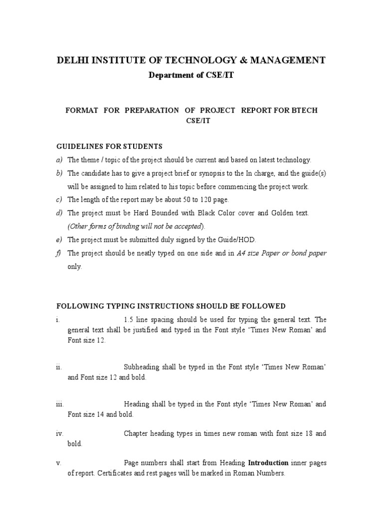 DITM Project Report Format For B.tech | PDF | Digital Technology ...