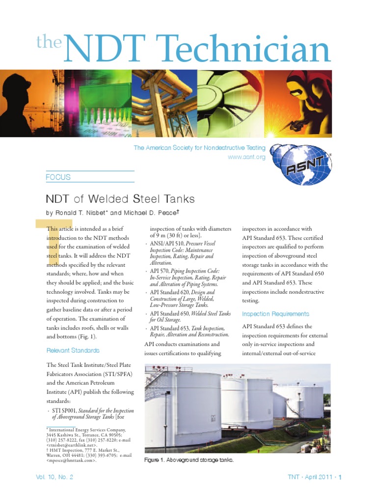 NDT Methods for Steel Tank Inspection | PDF | Nondestructive Testing | Leak