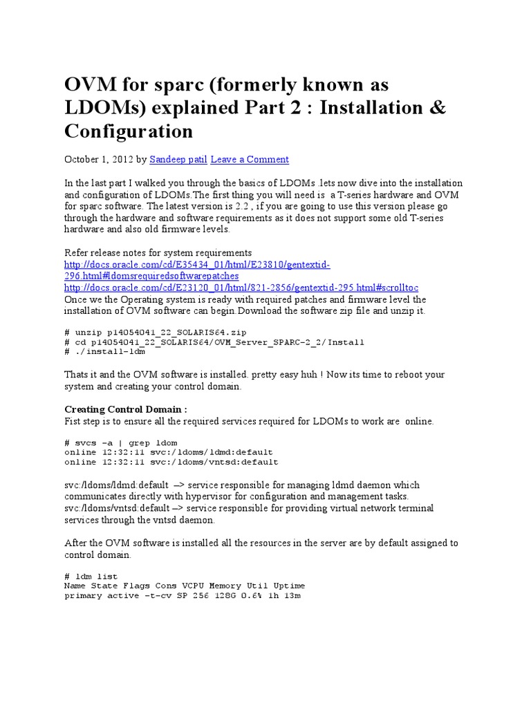 LDOMS Configuration | PDF | Computer Data Storage | Port (Computer Networking)