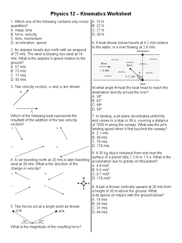 Kinematics Worksheet | Download Free PDF | Acceleration | Velocity