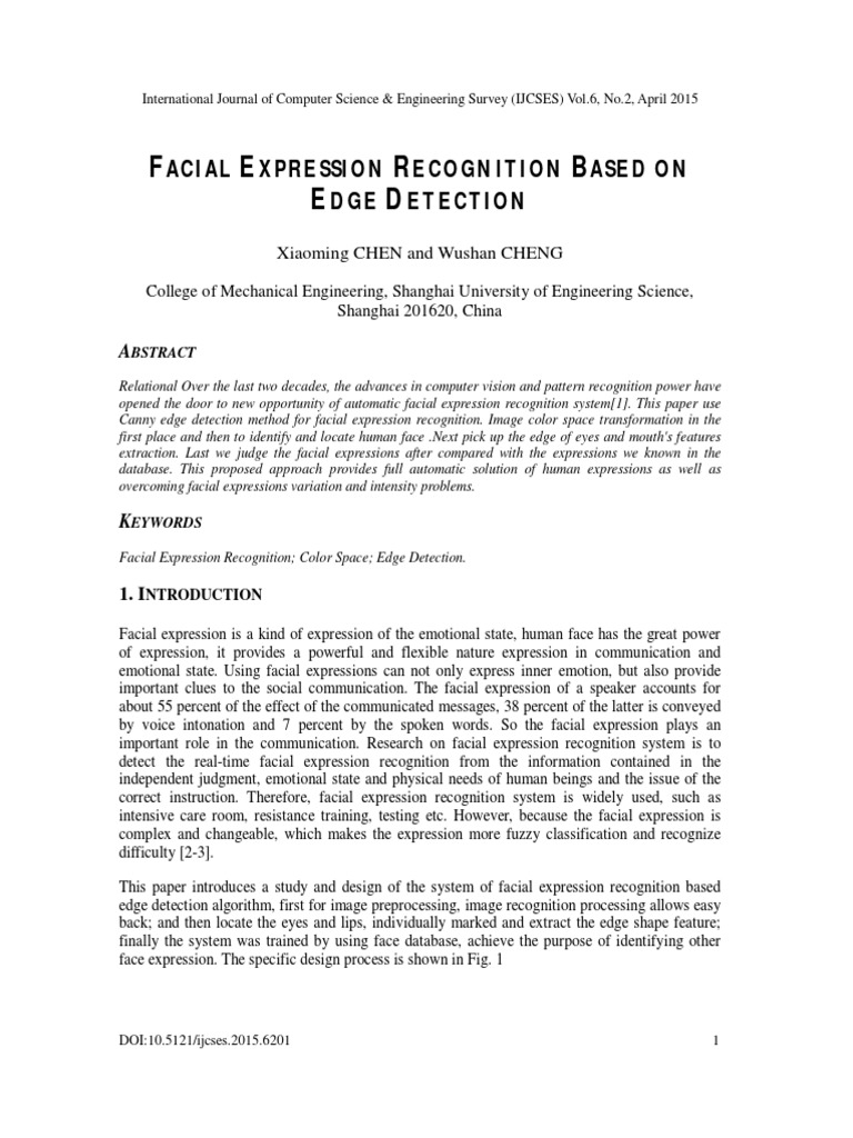 Facial Expression Recognition Based On Edge Detection | PDF | Vision ...