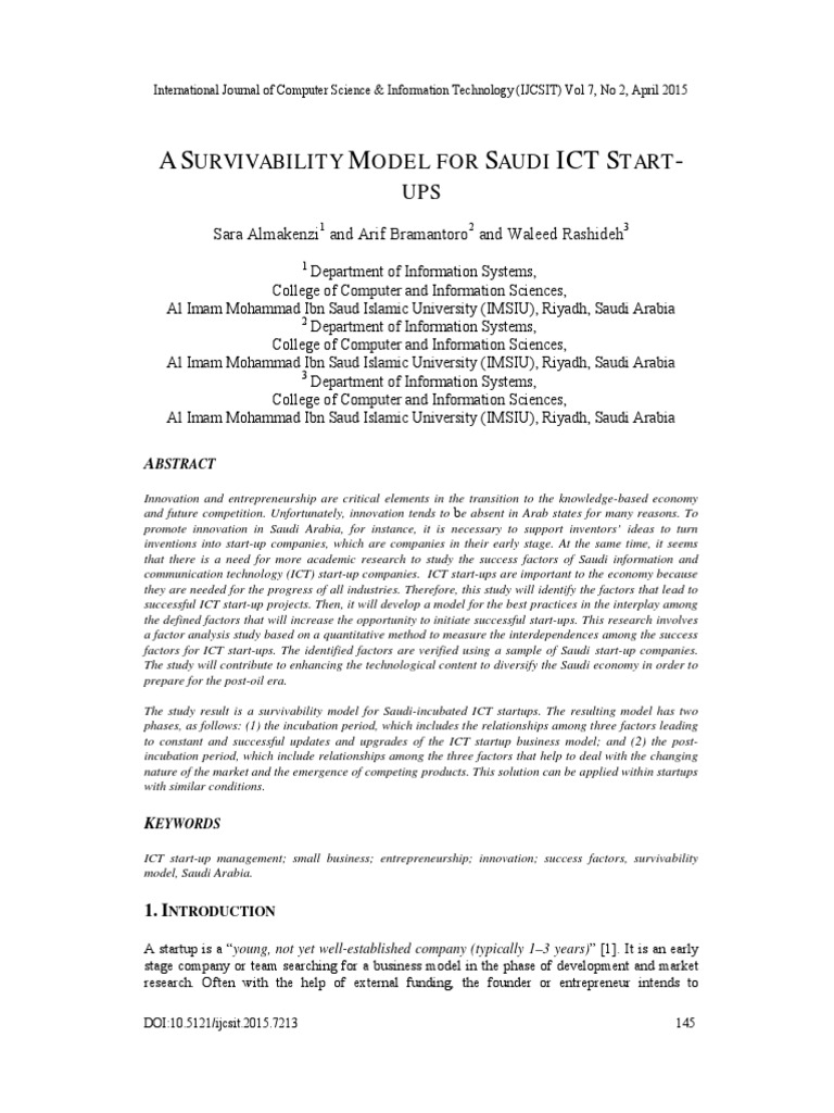 A Survivability Model For Saudi Ict Startups | PDF | Lean Startup ...