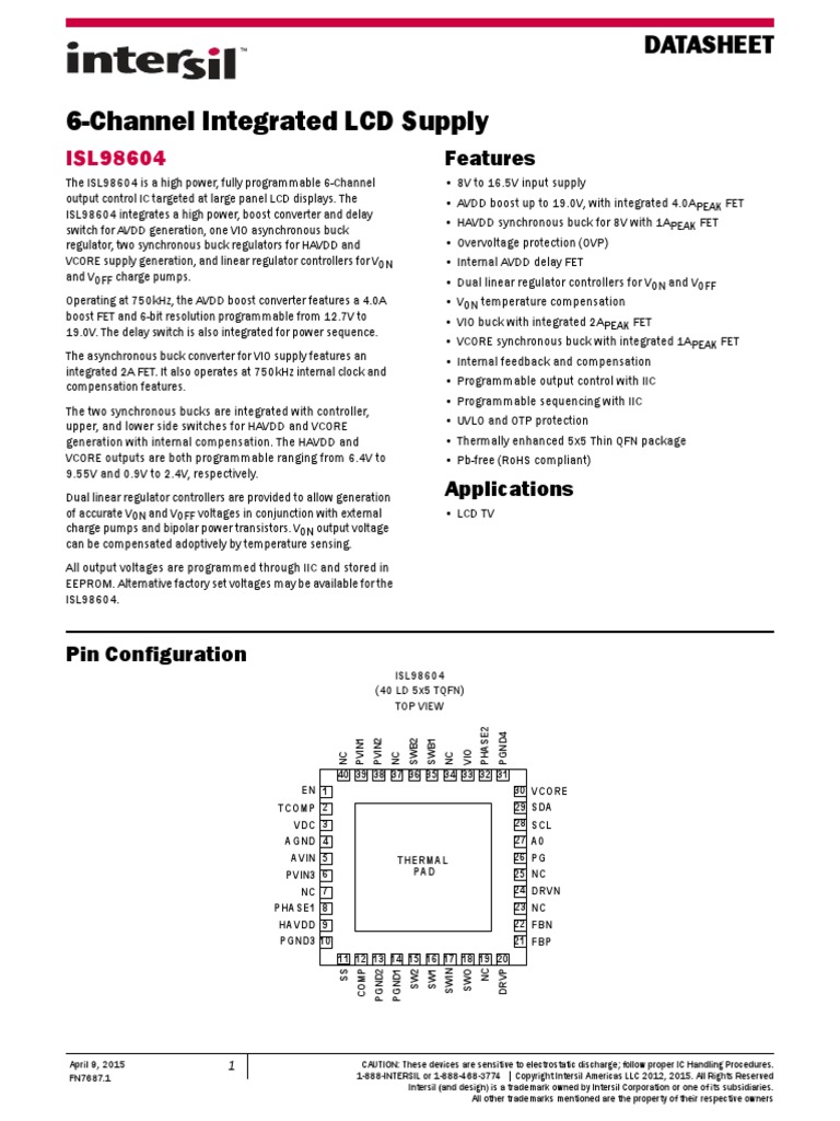 Isl 98604 | PDF | Capacitor | Electronics
