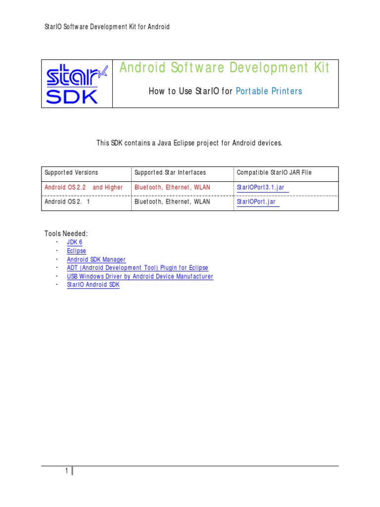 README StarIO PortablePrinter Android SDK | PDF | Android (Operating ...