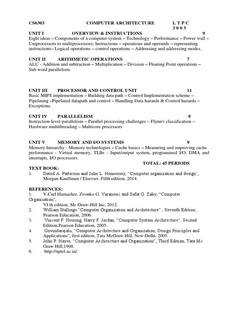 CS6303 Syllabus | PDF | Central Processing Unit | Parallel Computing
