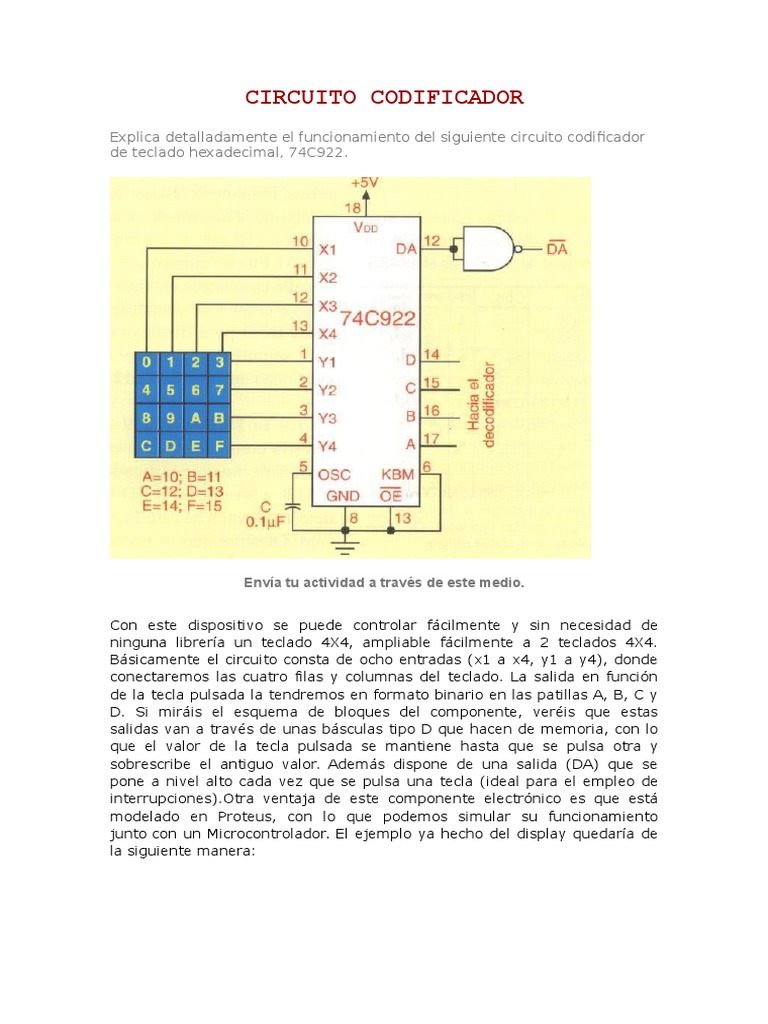 Circuito Codificador | Descargar gratis PDF | Microcontrolador | Teclado