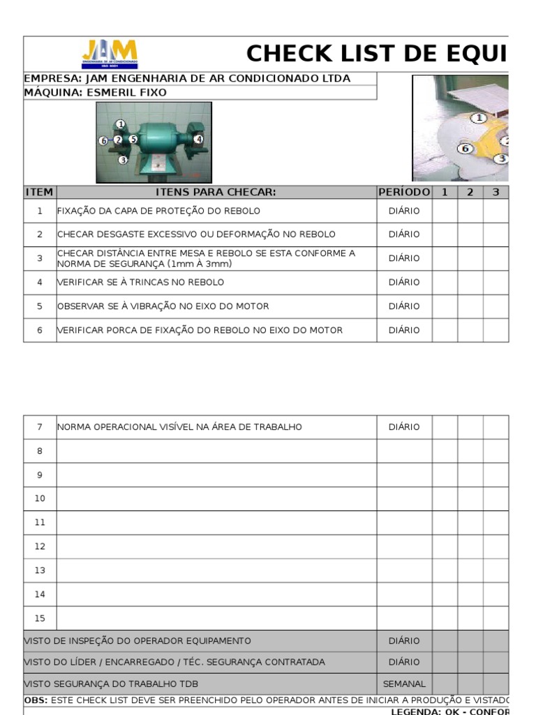 Check List de Equipamento - Esmeril | PDF