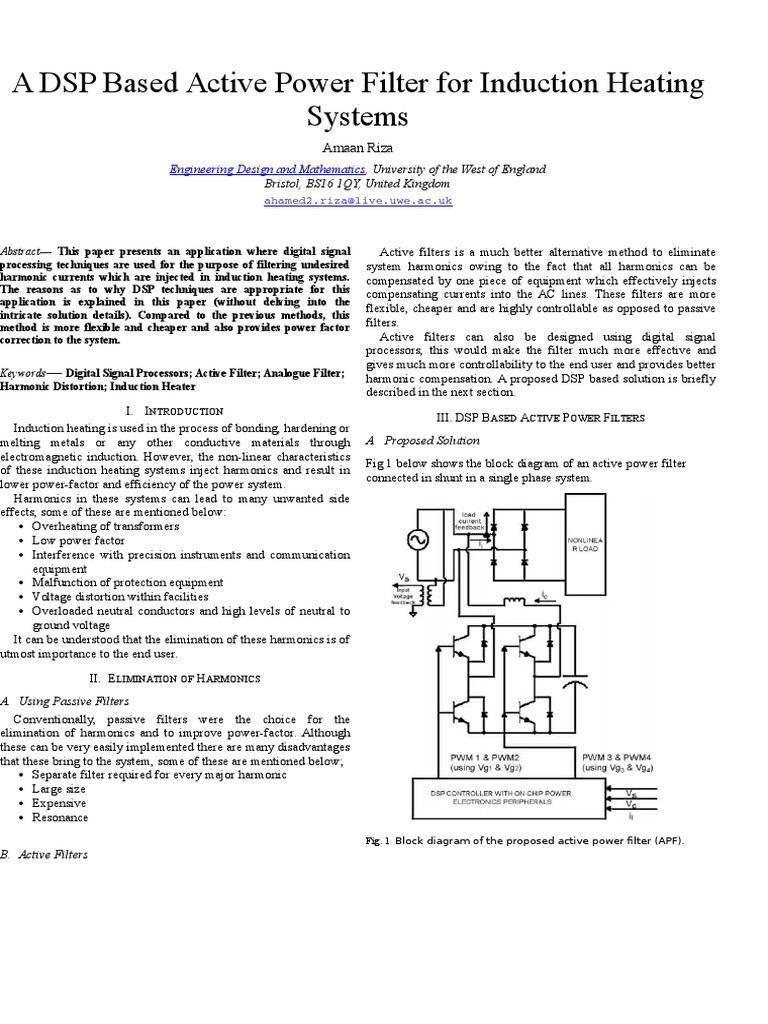 A DSP Based Active Power Filter For Induction Heating Systems ...