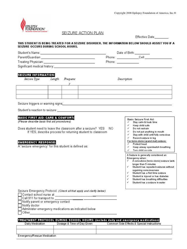 Seizure Action Plan | PDF