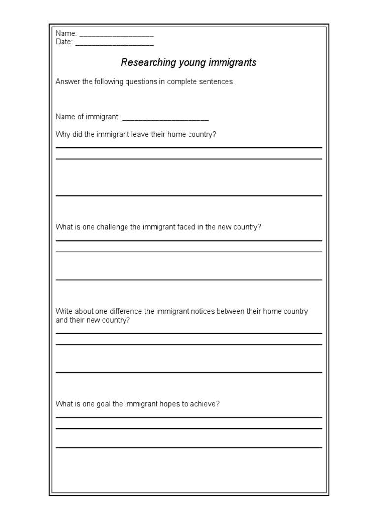 Immigrationlesson 4 Worksheet | PDF | Social Science | Politics