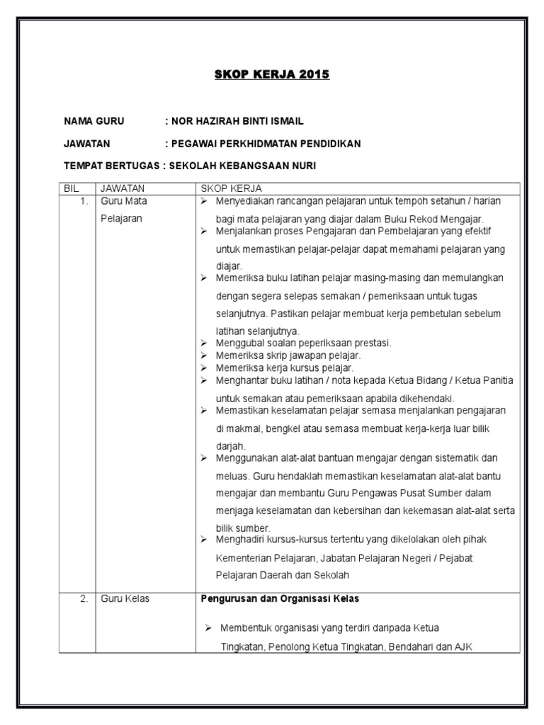 4.0 Skop Kerja 2015 | PDF