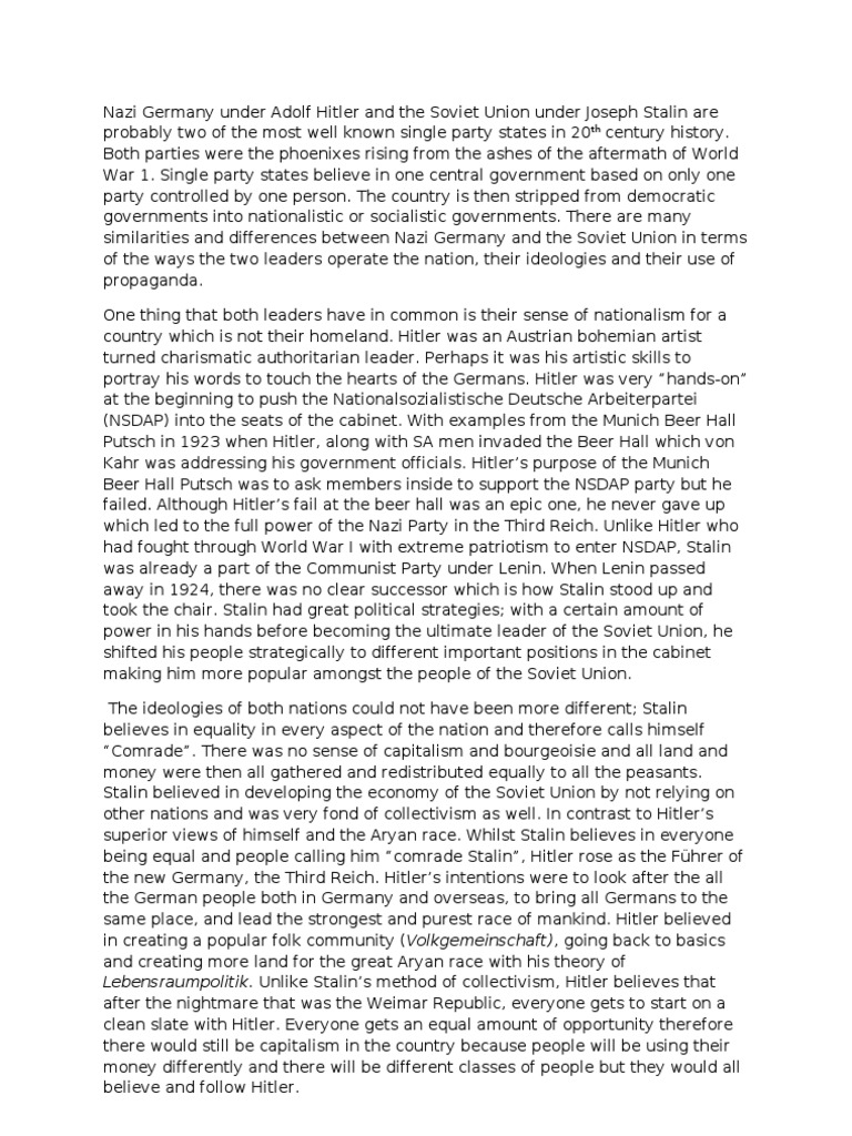 Comparing Nazi Germany and Soviet Union | PDF