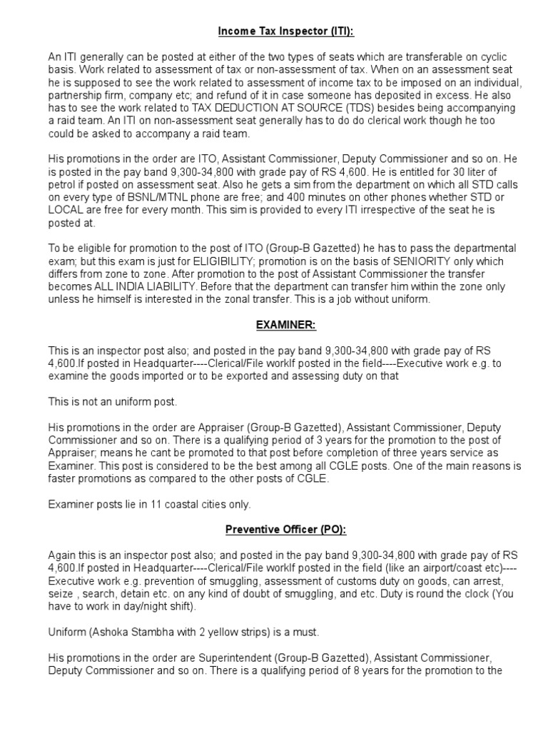 Income Tax Inspector (ITI) | PDF | Inspector | Accounting